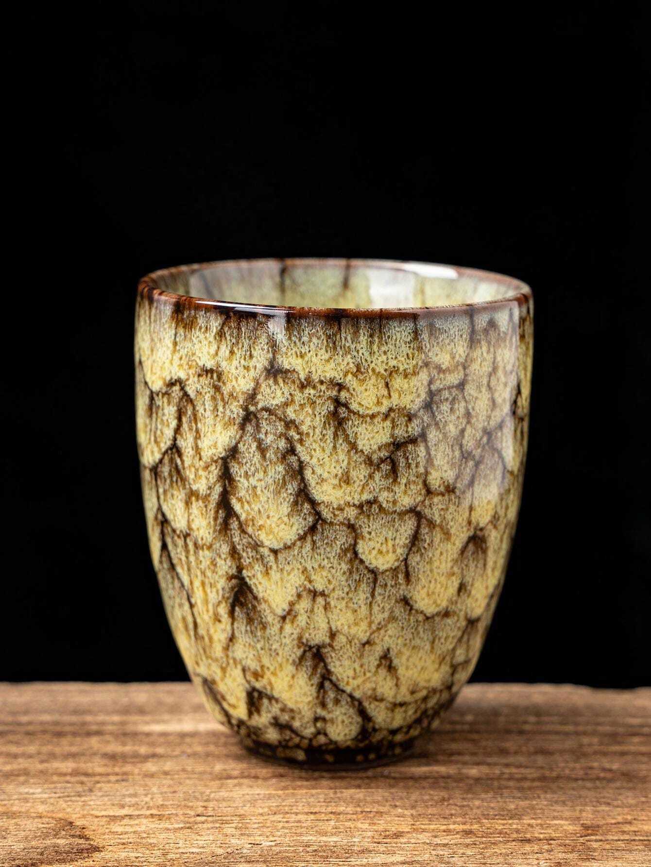 1pc Celadon Glaze Ceramic Mug With Horse Print, Retro Crazing Design ...