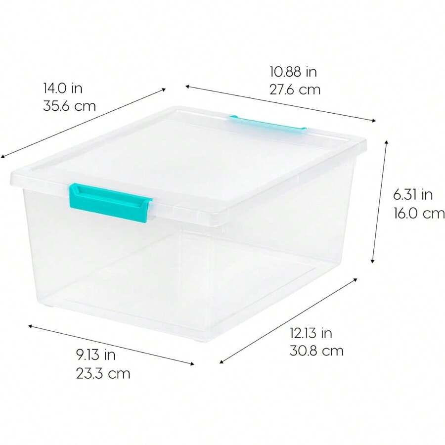 12 Qt. Large Deep Clip Box, 4 Pack, Clear Plastic Storage Container ...