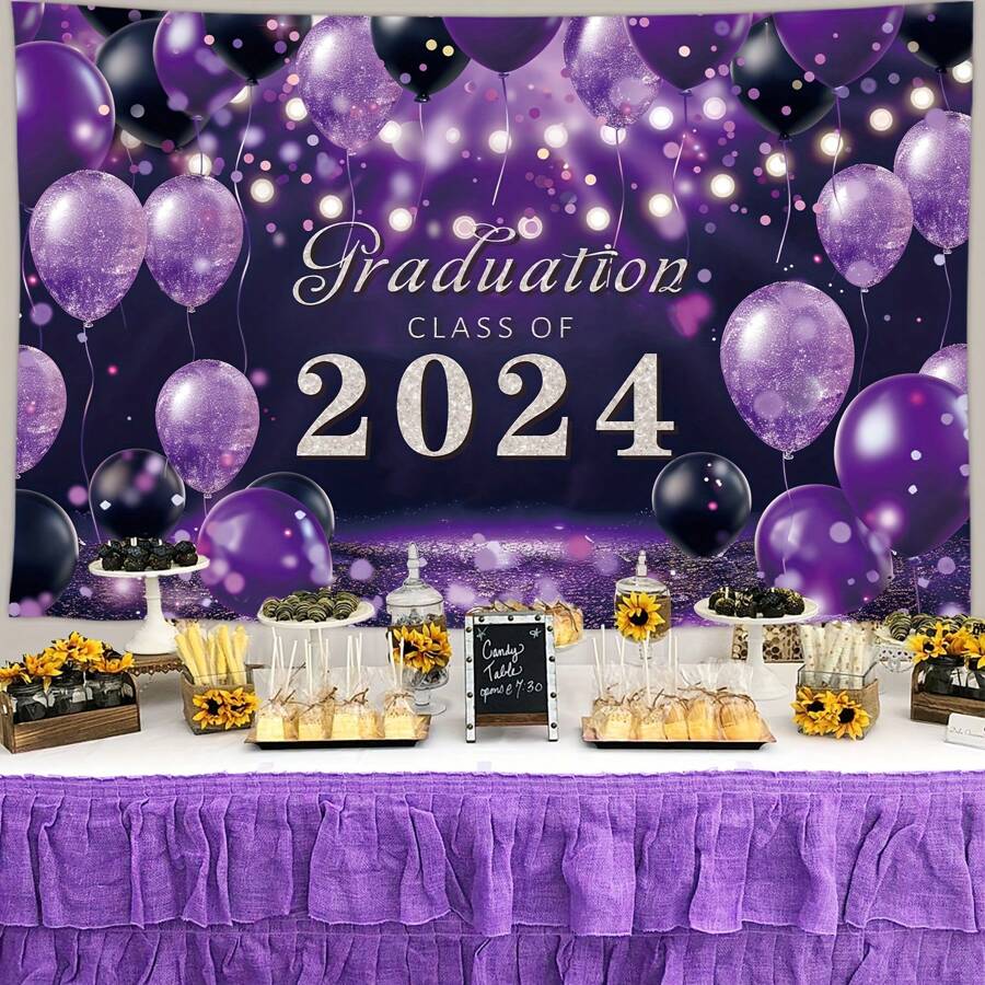Graduation Decorations Class Of 2024 Purple Grad Party Backdrop Banner ...