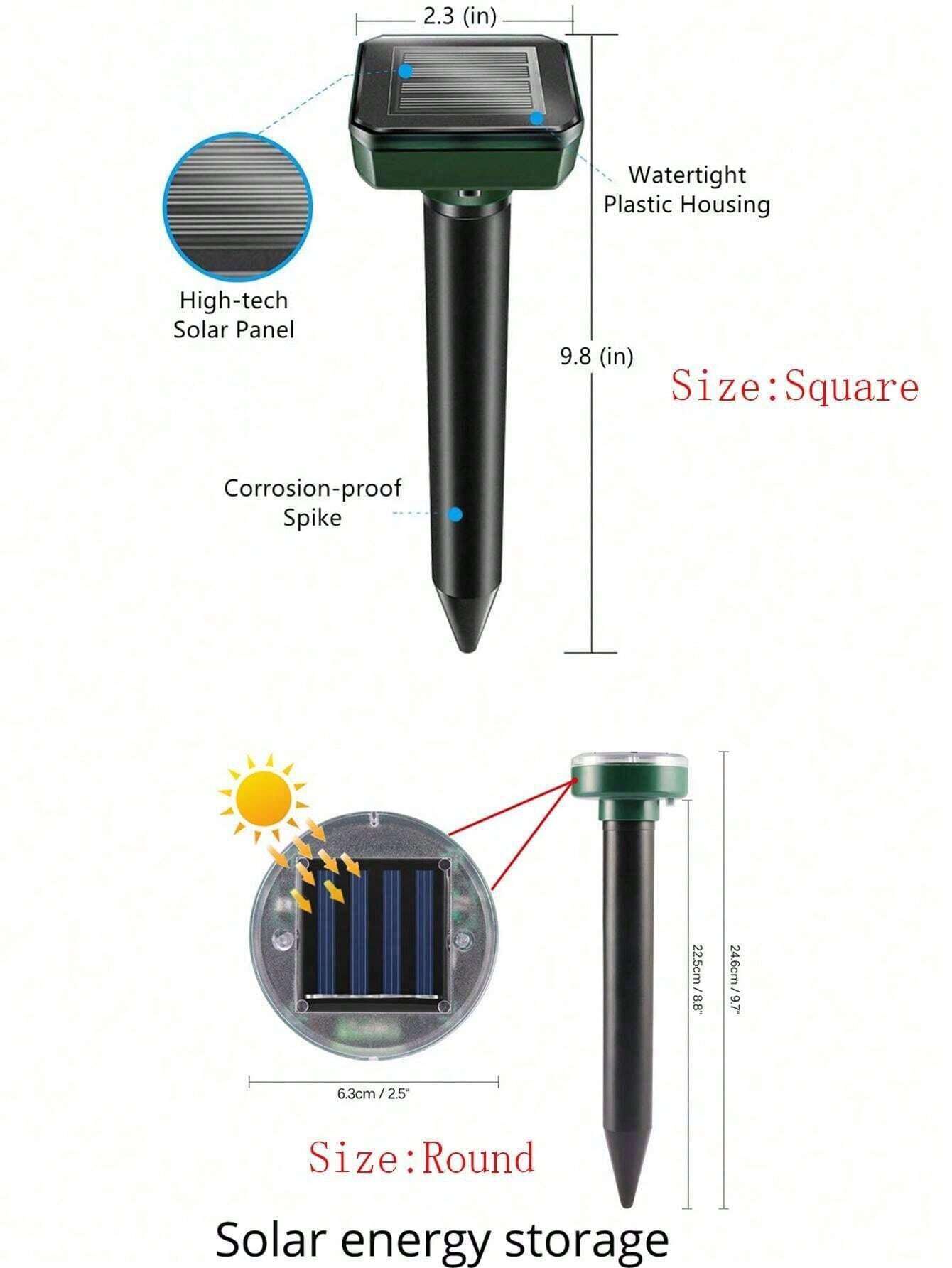 1pc (Square) Solar Powered Ultrasonic Pest Repeller With Motion Sensor ...