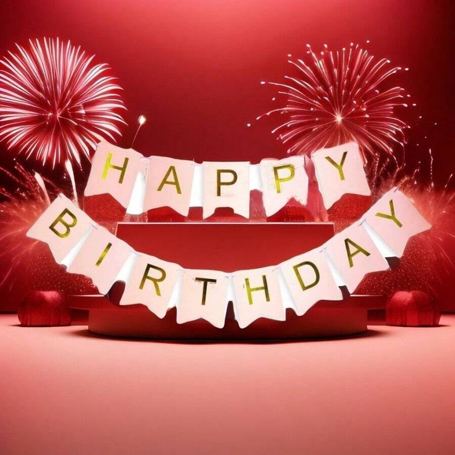 1pc Pink Happy Birthday Banner With Sparkling Gold Letters, Happy ...