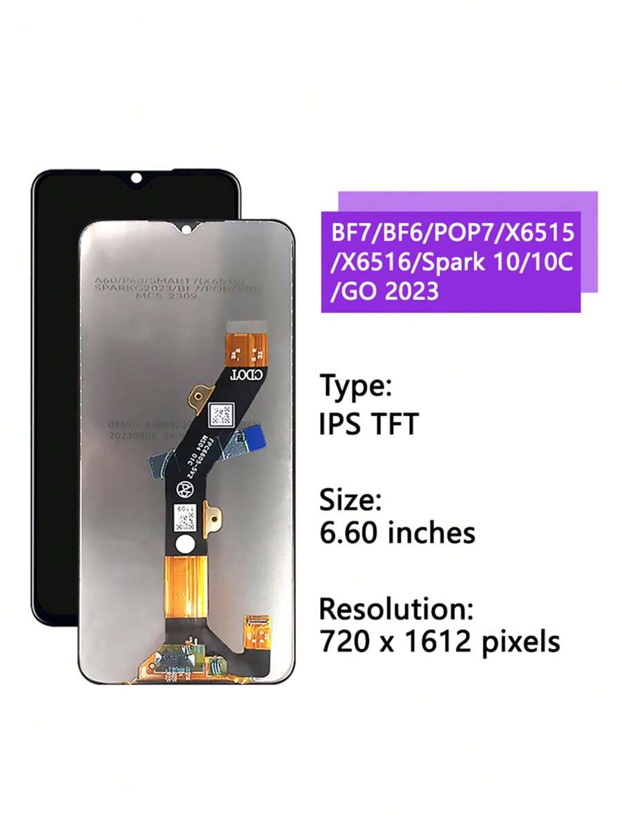 ขายส่งโทรศัพท์มือถือจอแสดงผลแอลซีดีสำหรับ Tecno Spark Go 2023 BF7 POP7 LCD หน้าจอสัมผัสสำหรับ ...