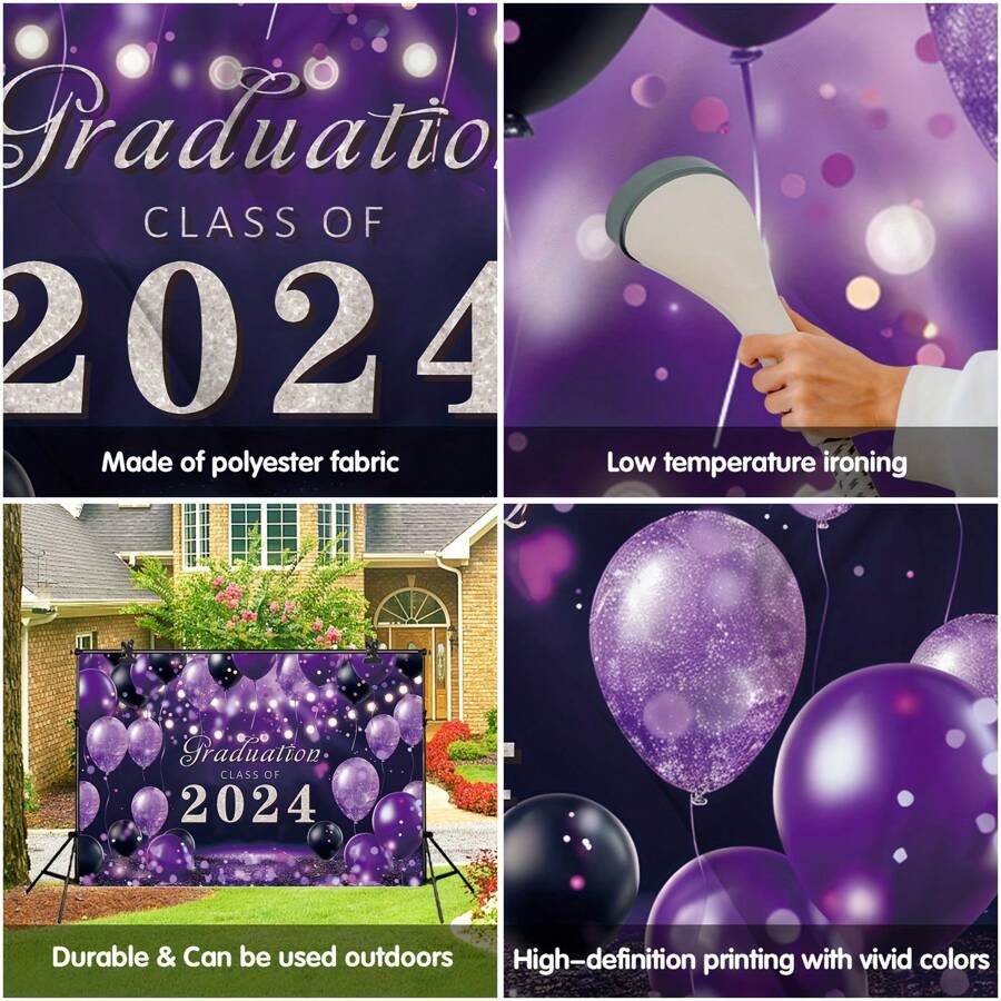 Graduation Decorations Class Of 2024 Purple Grad Party Backdrop Banner ...