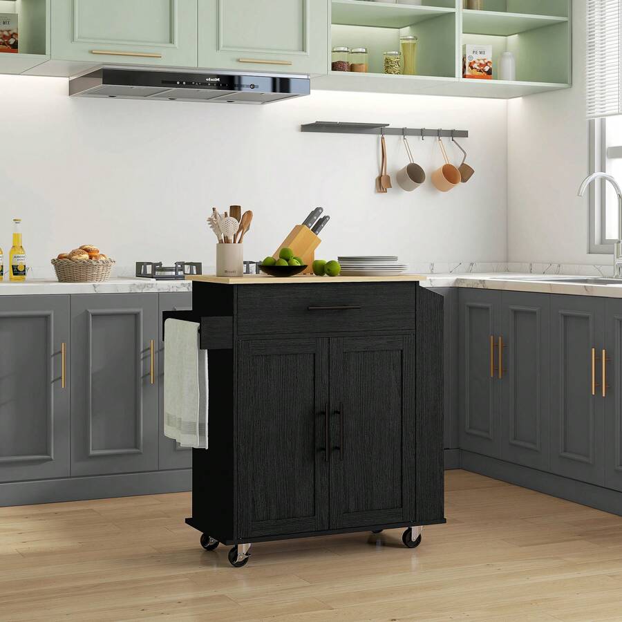HOMCOM Kitchen Island With Storage And Power Outlets, Rolling | SHEIN USA