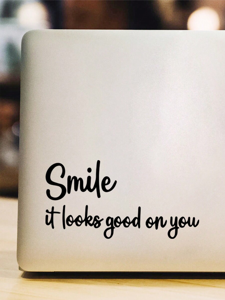 1pc 'Smile, It Looks Good On You' English Slogan Mirror, Laptop, Wall ...