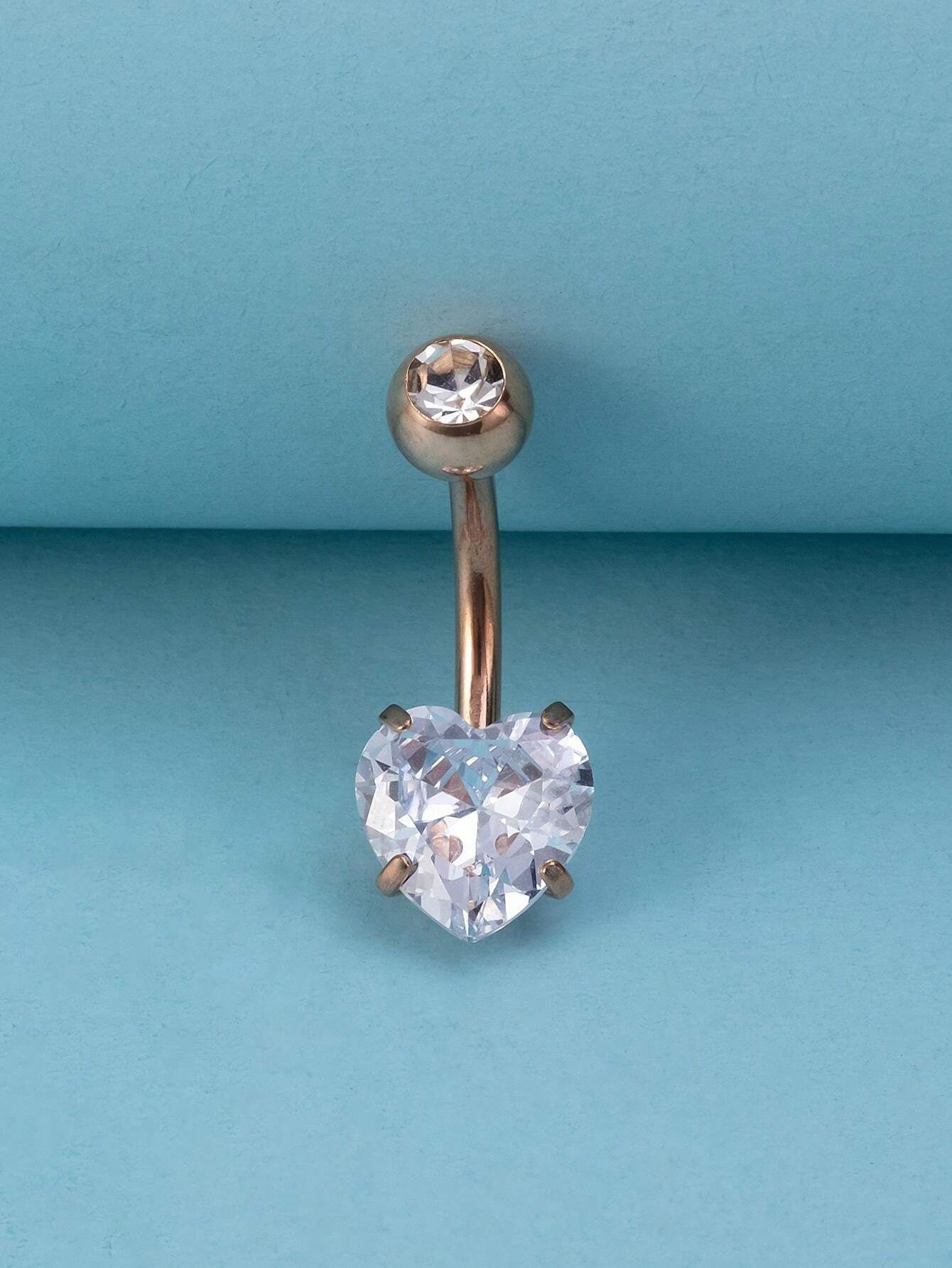 1 pieza de joyería de piercing de ombligo con botón en forma de corazón ...