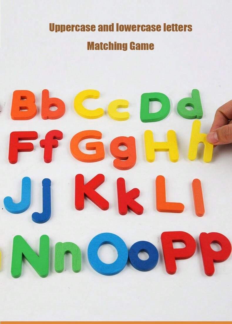 1pc Children's Colorful Wooden A-Z Alphabet Set, 52 Uppercase And ...