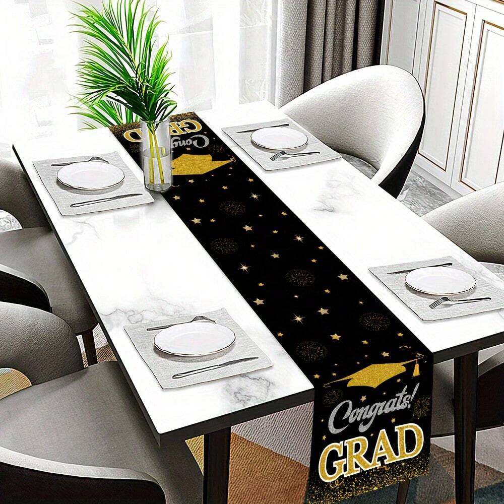 1pc, 2024 Graduation Theme Tablecloth, Class 2024 Black And Golden ...