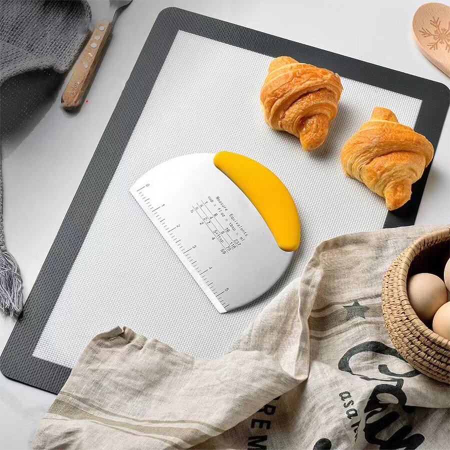 1pc Stainless Steel Scraper With Scale Dough Cutter Semi-Circular Flour ...