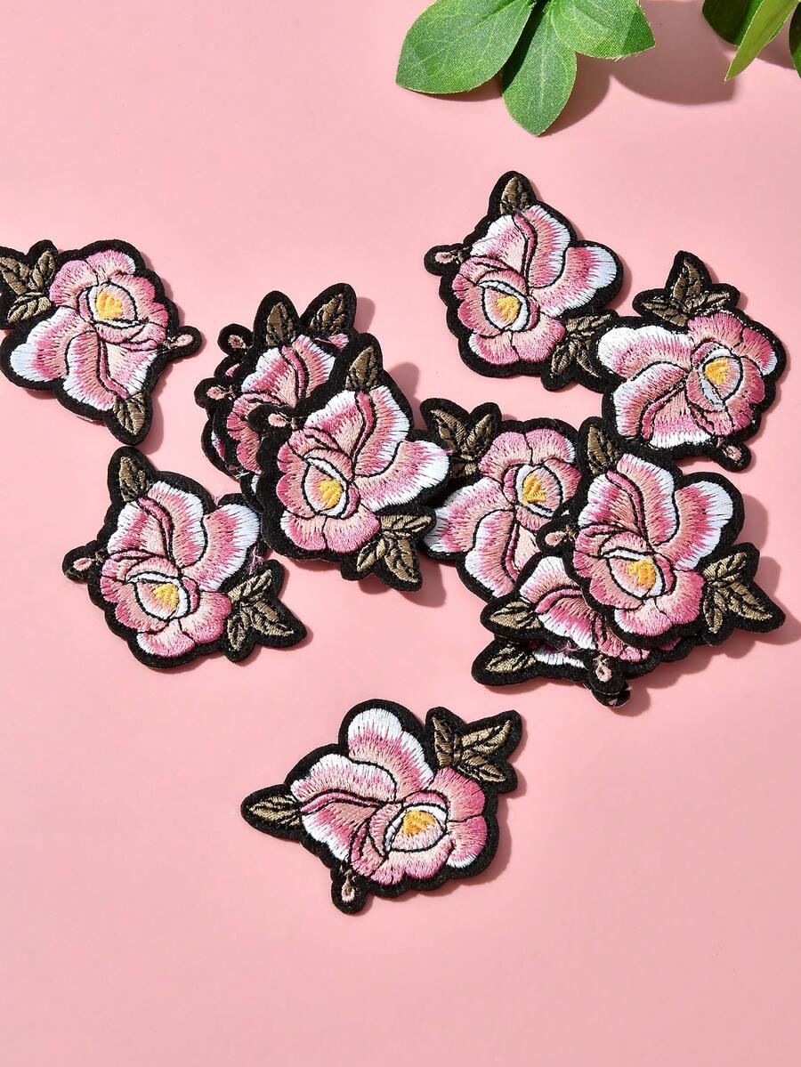 6 ชิ้นดอกไม้ปักเหล็กบนแพทช์, DIY Motif ผ้า A Pplique ตกแต่งแพทช์เย็บบน ...