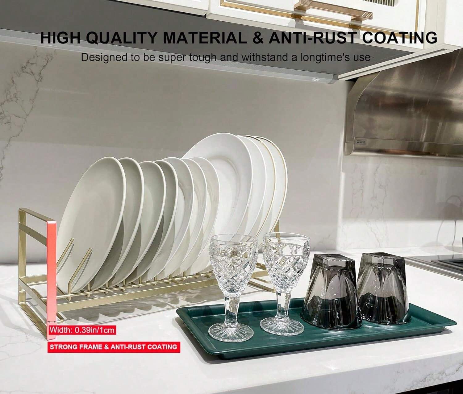 Compact Dish Rack For Kitchen Counter Gold Plate Rack Organizer For ...