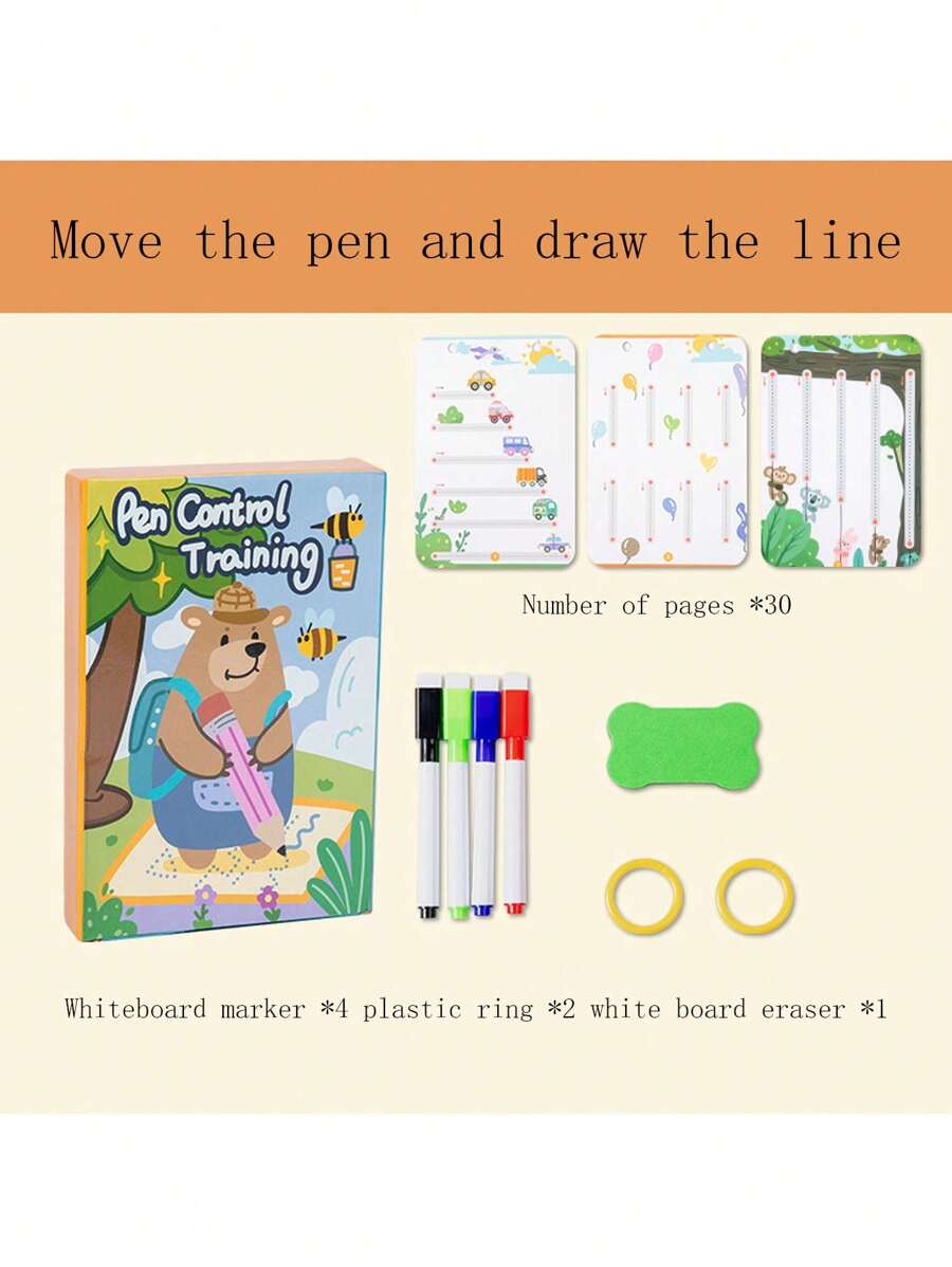 Montessori Wooden Early Education Writing Training Tool, Erasable ...