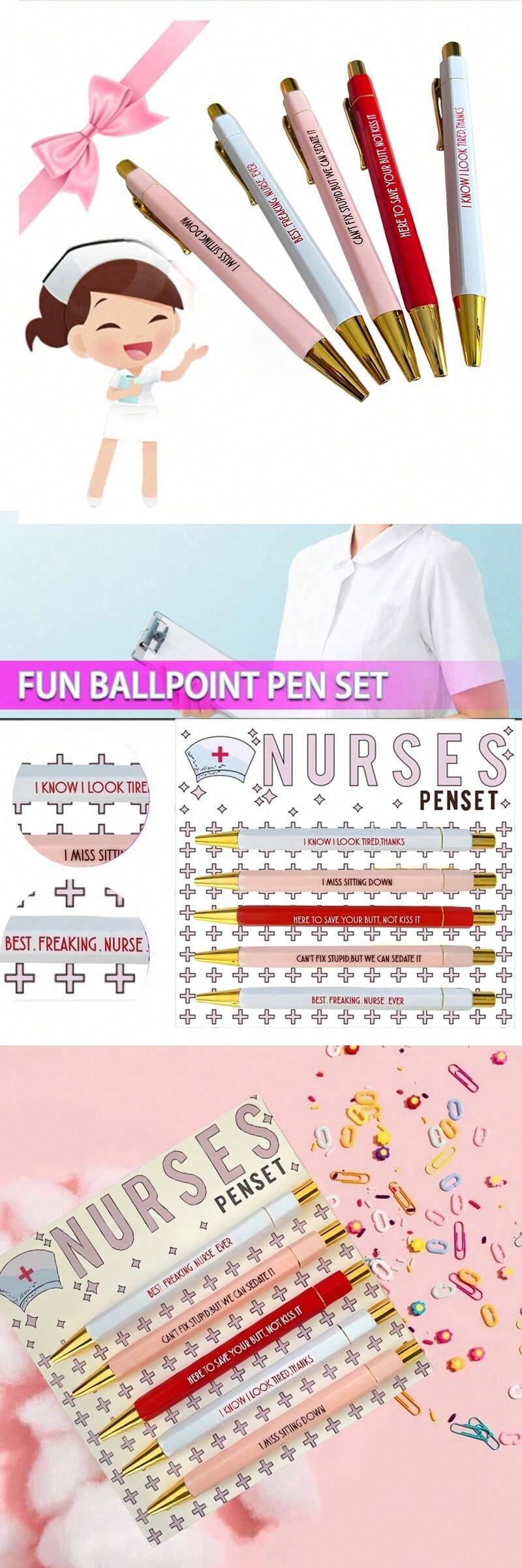 5pcs Funny Nurse Pens Ballpoin Set Daily Pen For Each Day Of The Week ...