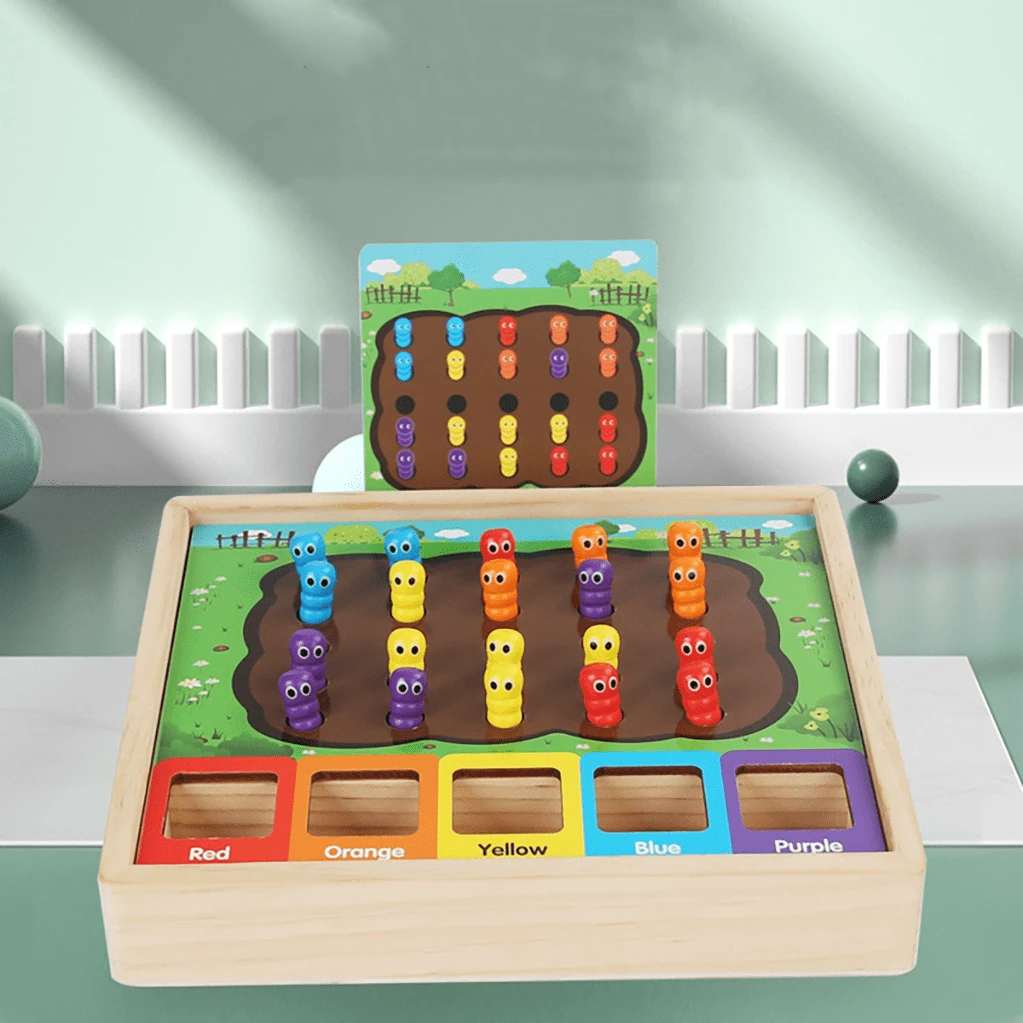 Wooden Color Sorting Game Set With Insects, 3-In-1 Game Box, 16 Dual ...