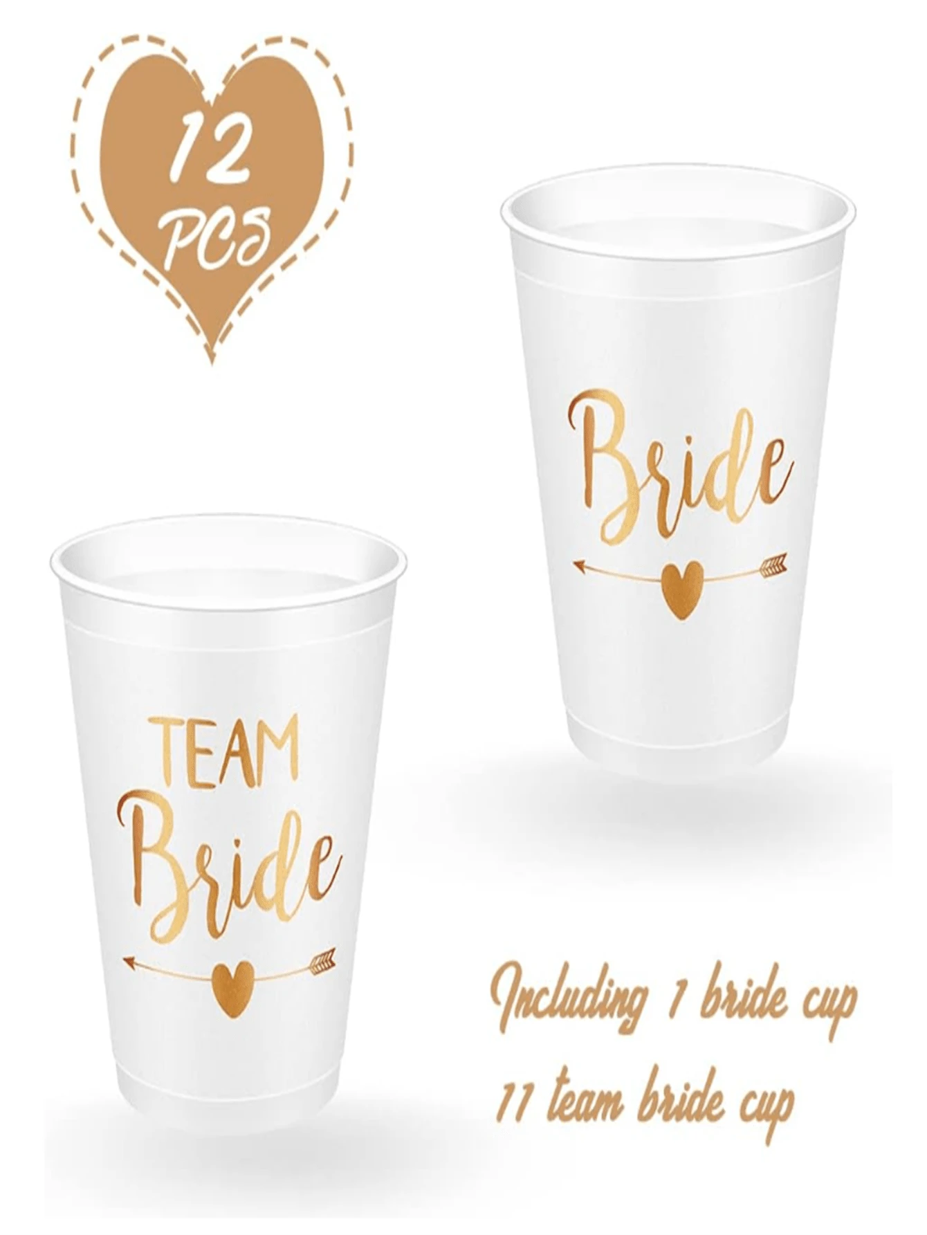 12 Pieces Bachelorette Cups, Plastic White Bride Tribe Cups, Team Bride ...