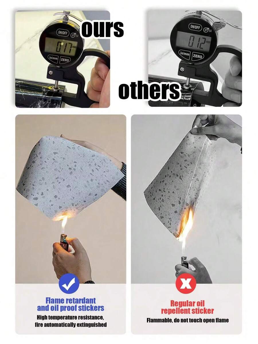 1pc Pink Gold-Marbled Self-Adhesive Kitchen Tile Sticker, Nordic Style ...