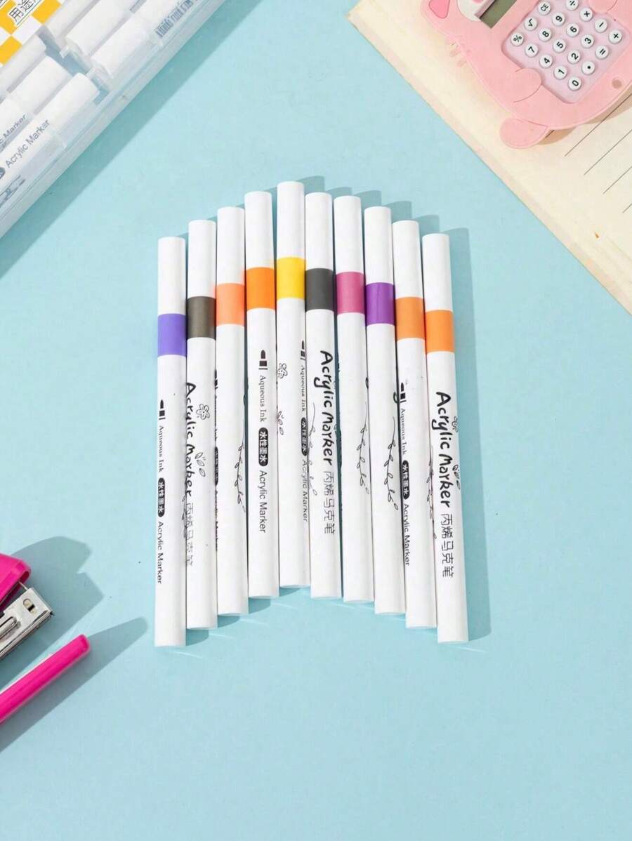 12 Colors Acrylic Marker Pens, Minimalist Design Style Suitable For ...