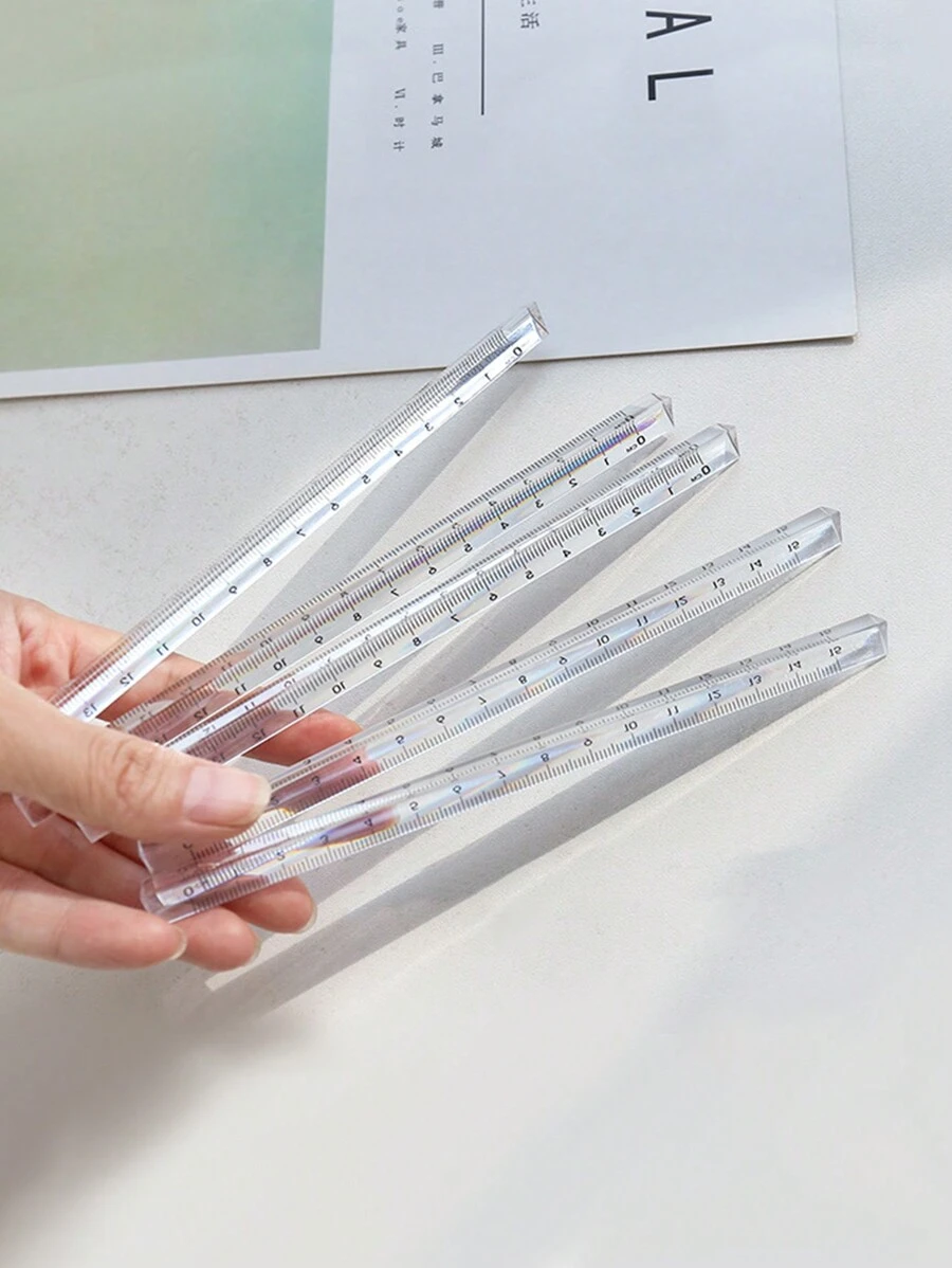 1pc Simple Transparent Three Prism Ruler, Student No Printing Wind ...