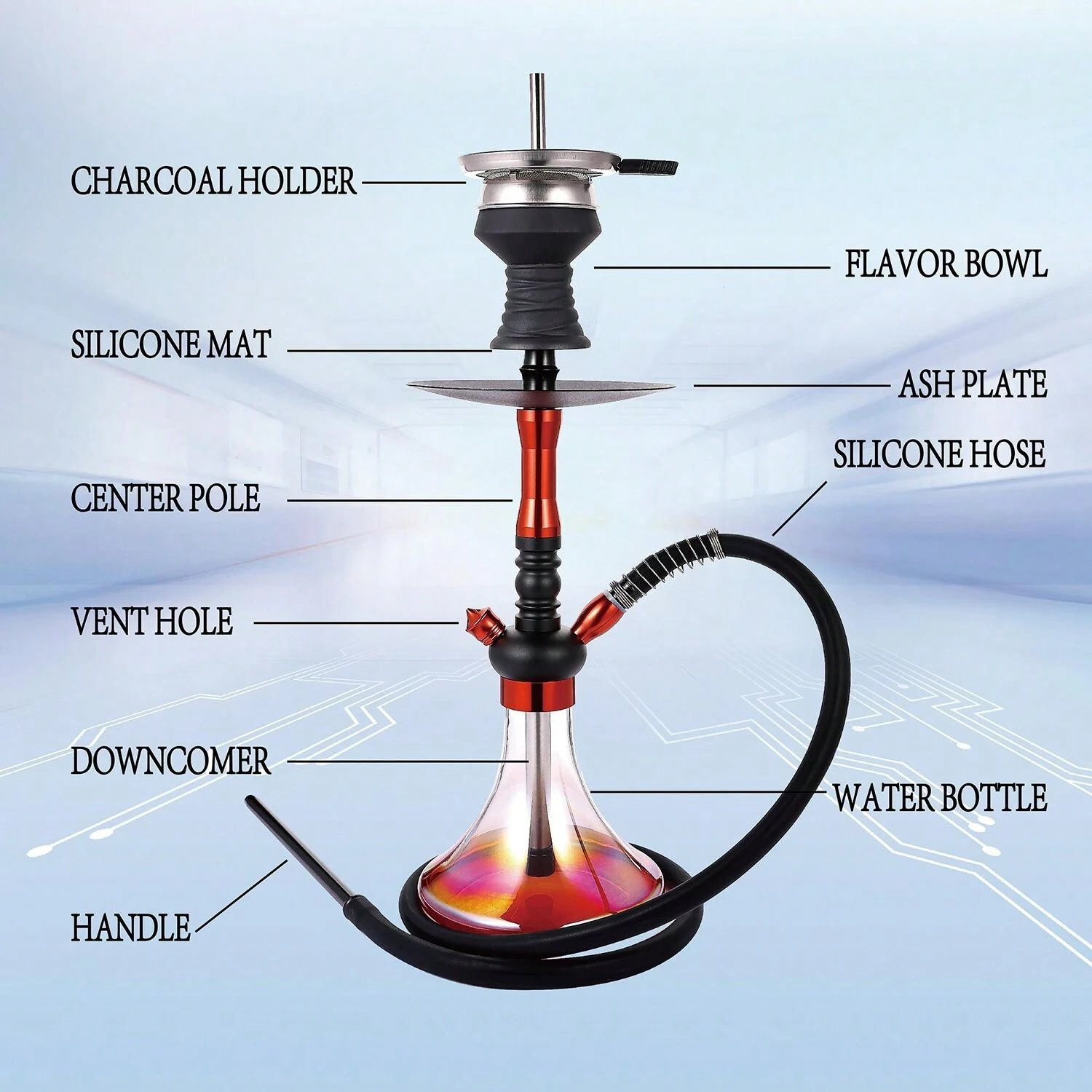 20'' Portable Hookah Set Shisha Set With Everything Completed 50cm ...