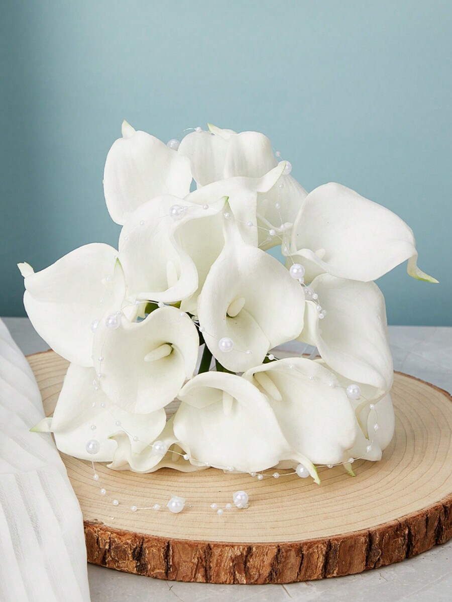 White Calla Lily Tulip Bridal Bouquet DIY White Wedding Bouquet Home ...