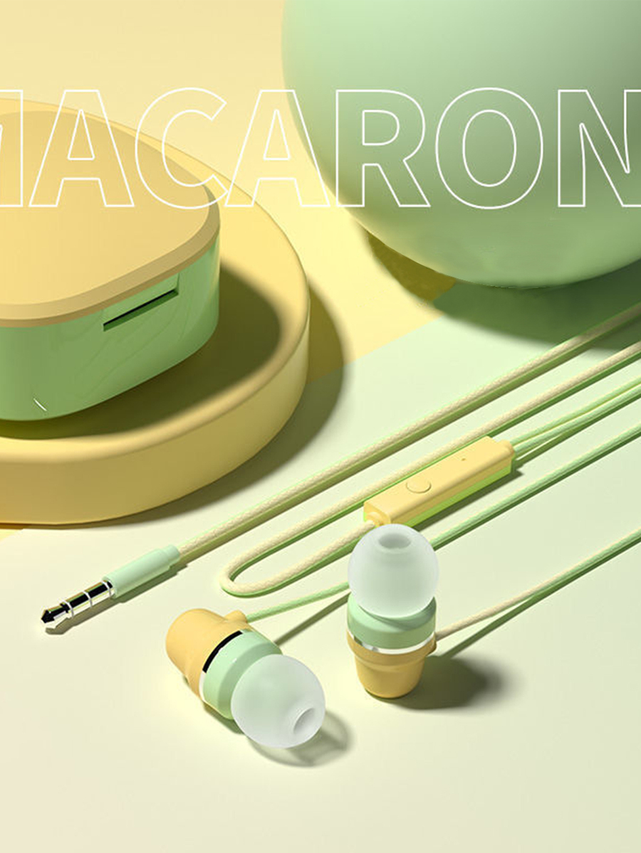 Romantic Macaron Color In-Ear Wired Earphones With Mic, For Voice ...