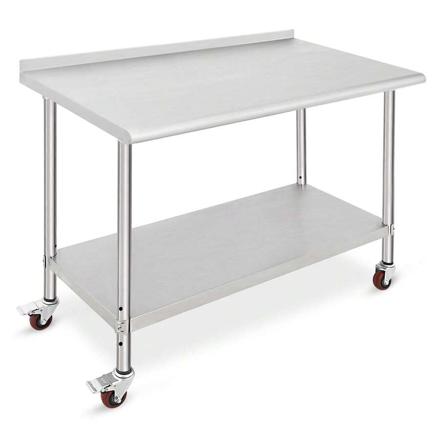 Food Prep Stainless Steel Table - 48x24x35 Inch Metal Table Cart ...