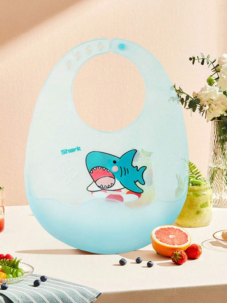 Blue Shark Printed Waterproof Silicone Baby Bib, Summer Soft Thin ...