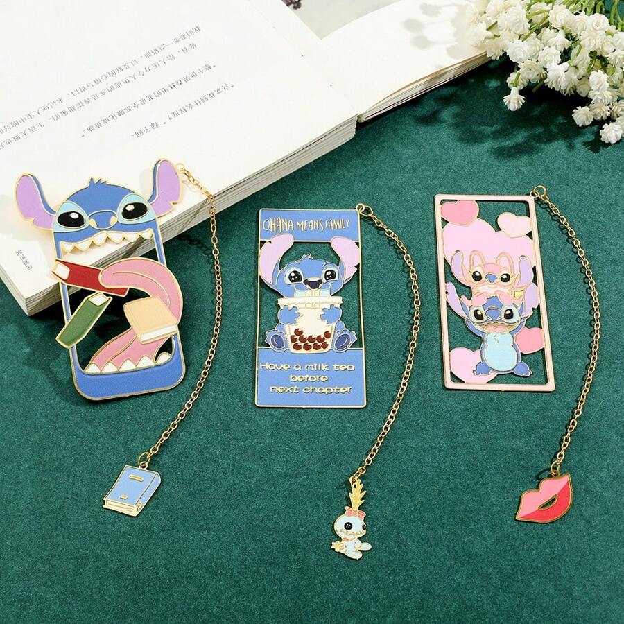 1 pièce Signet Stitch dessin animé, mignon en métal marque-page d'anime ...