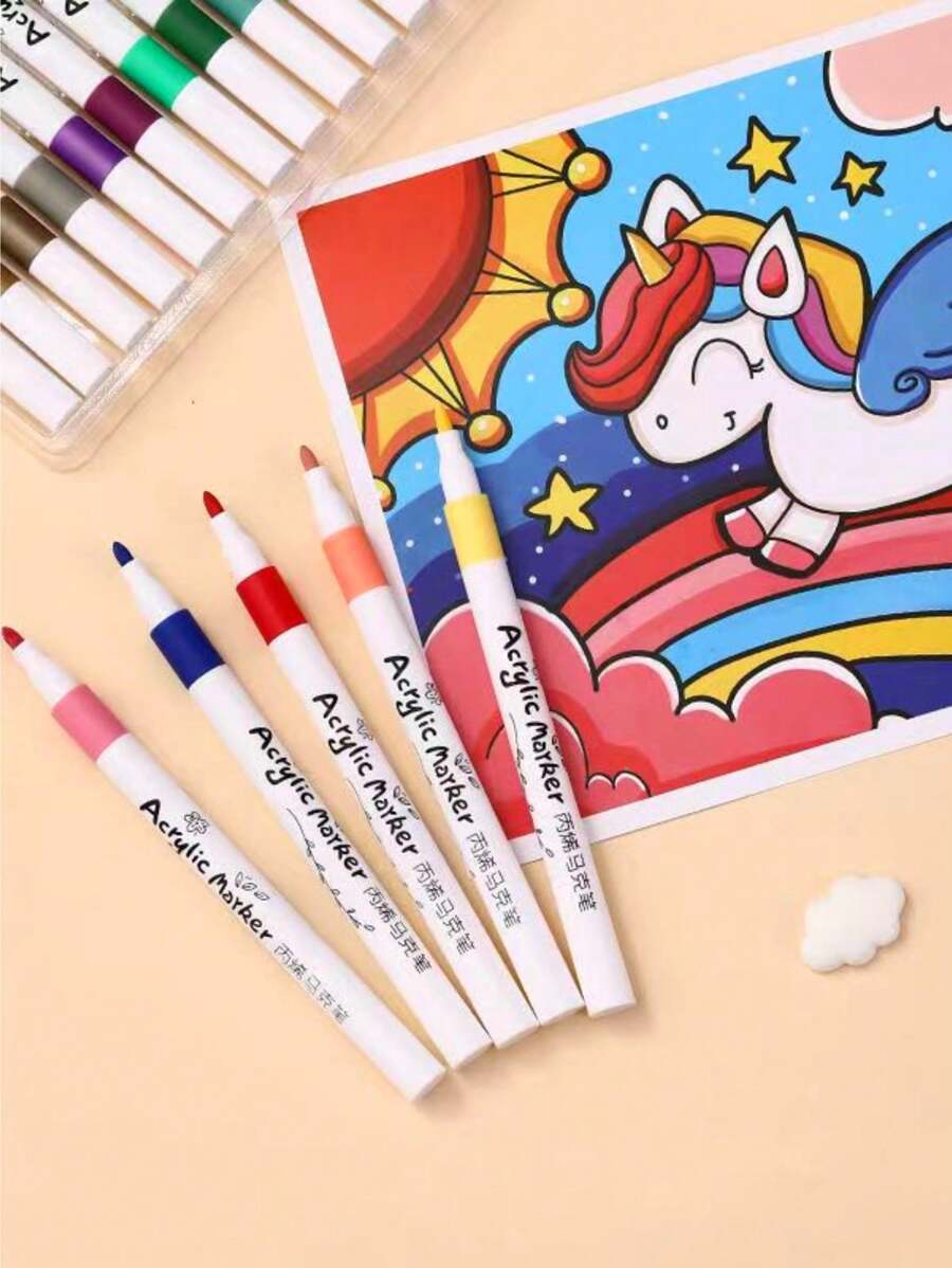 12 Colors Acrylic Marker Pens, Minimalist Design Style Suitable For ...