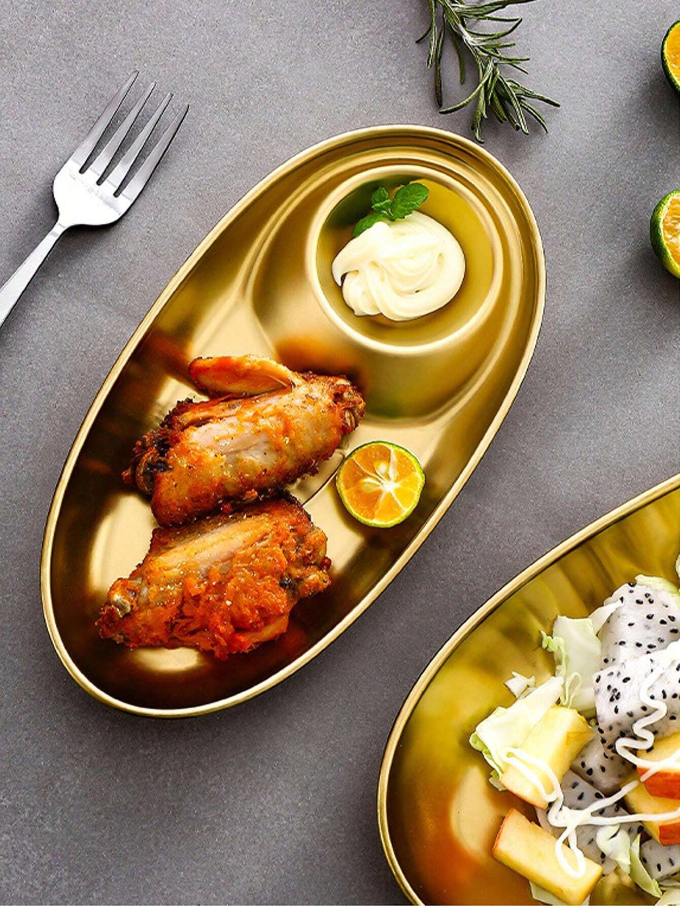 1pc Stainless Steel Plate, Minimalist Ova Shaped Dinner Plate For ...