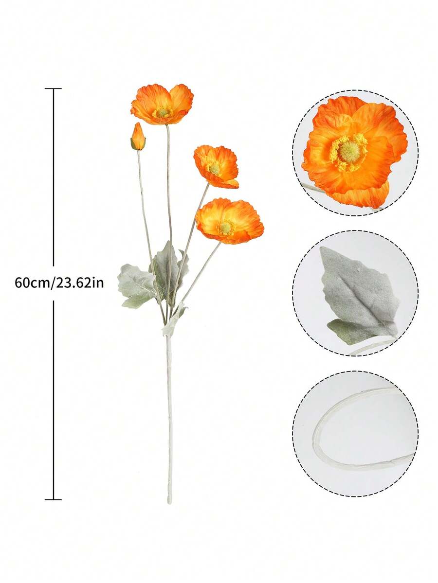 8 Pcs Artificial Poppies Flowers Silk Poppy Flowers Faux Flowers Poppy ...
