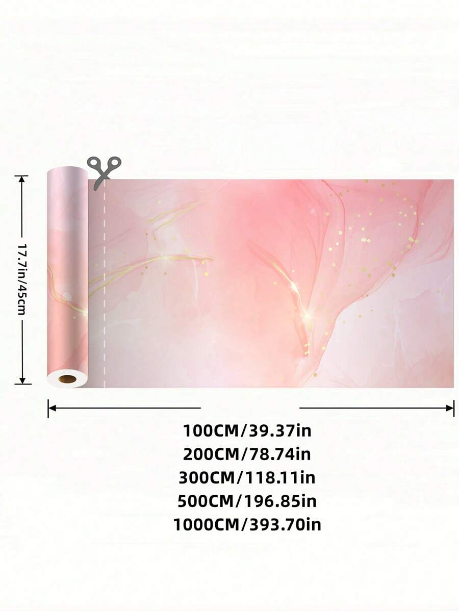 1pc Pink Gold-Marbled Self-Adhesive Kitchen Tile Sticker, Nordic Style ...