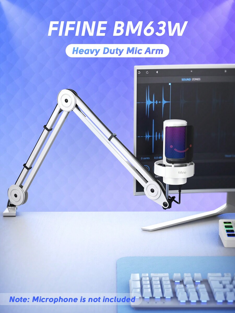 FIFINE Microphone Boom Arm Stand, Metal Heavy Duty Mic Stand, Scissor ...