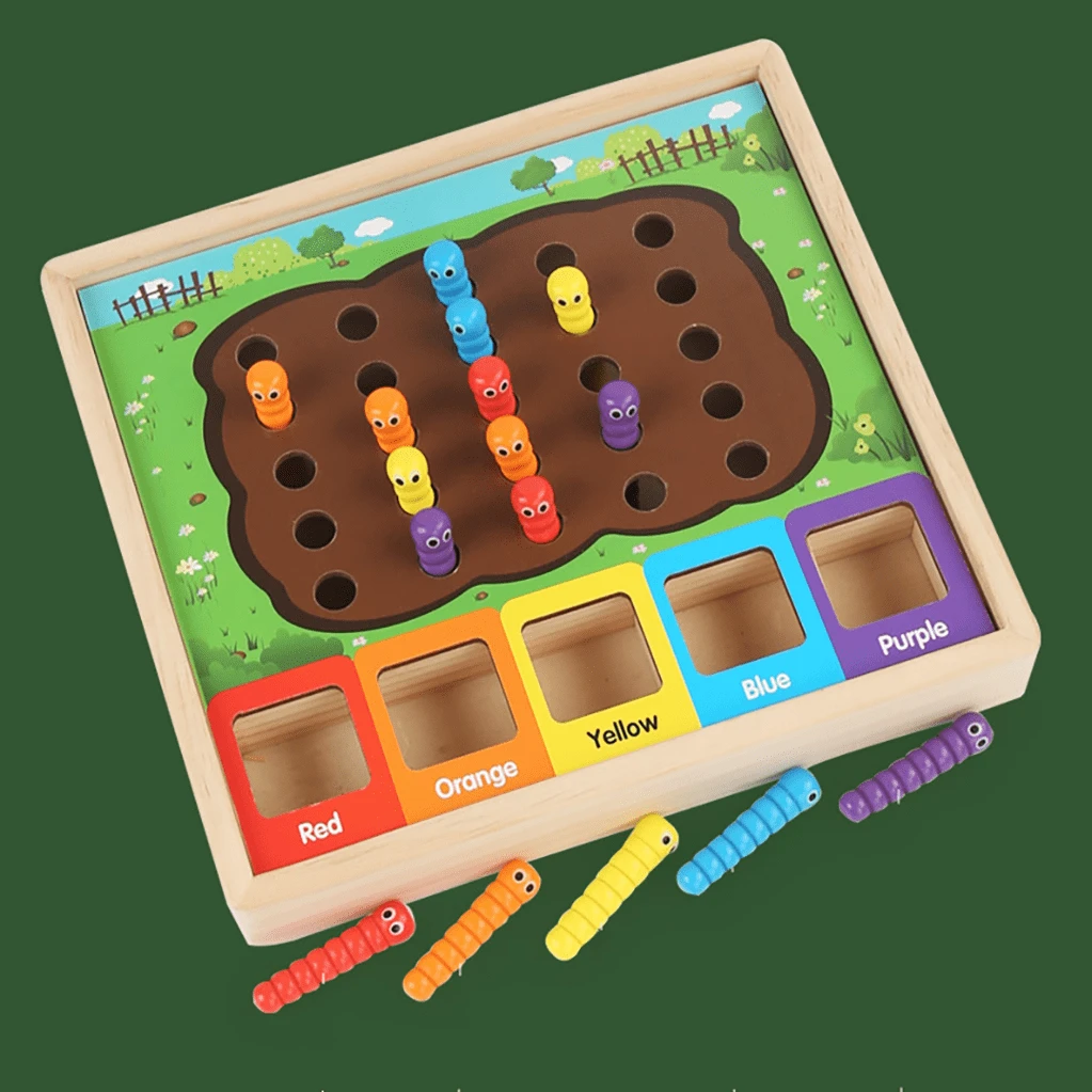 Wooden Color Sorting Game Set With Insects, 3-In-1 Game Box, 16 Dual ...