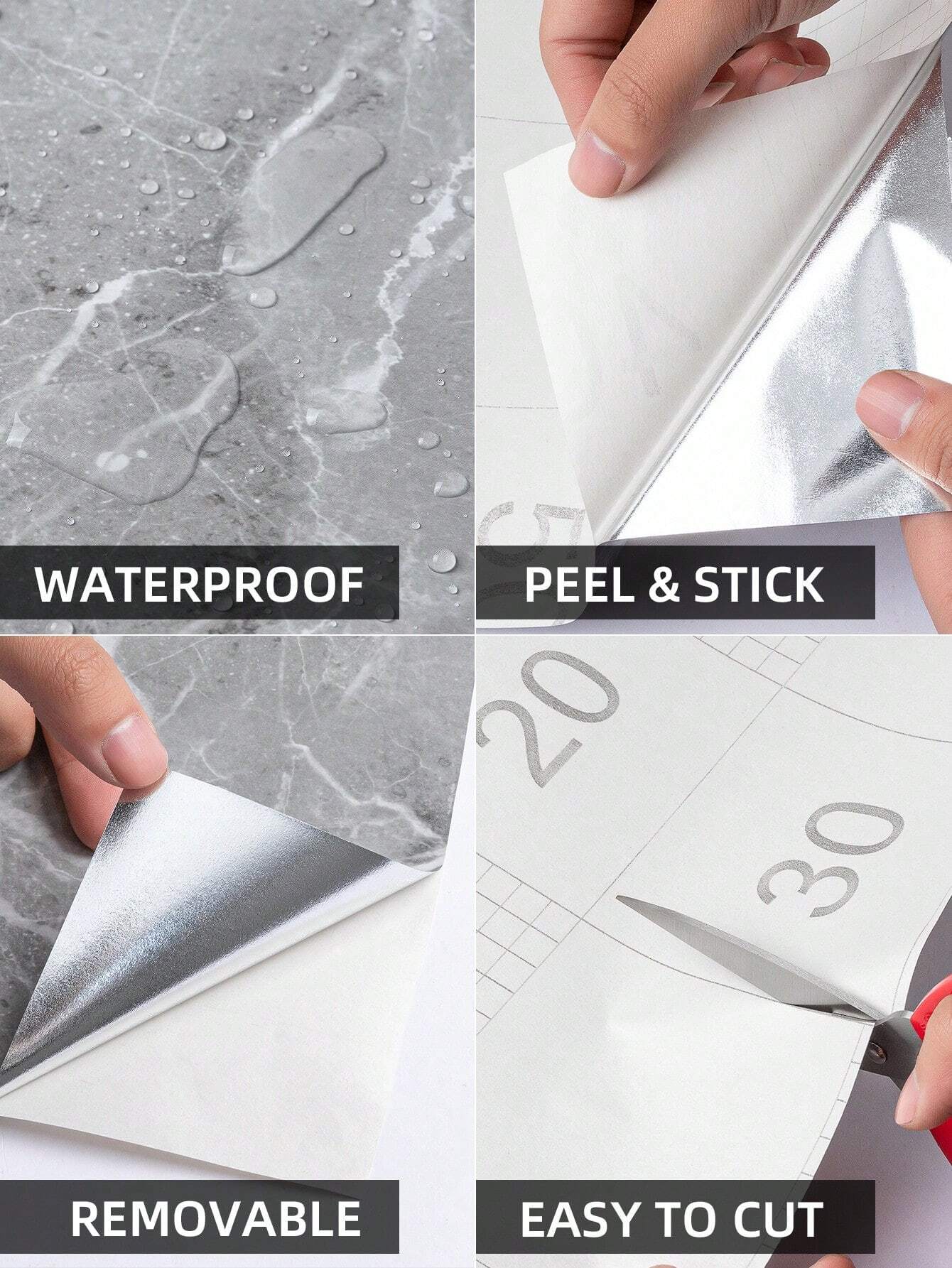 1pc Pink Gold-Marbled Self-Adhesive Kitchen Tile Sticker, Nordic Style ...