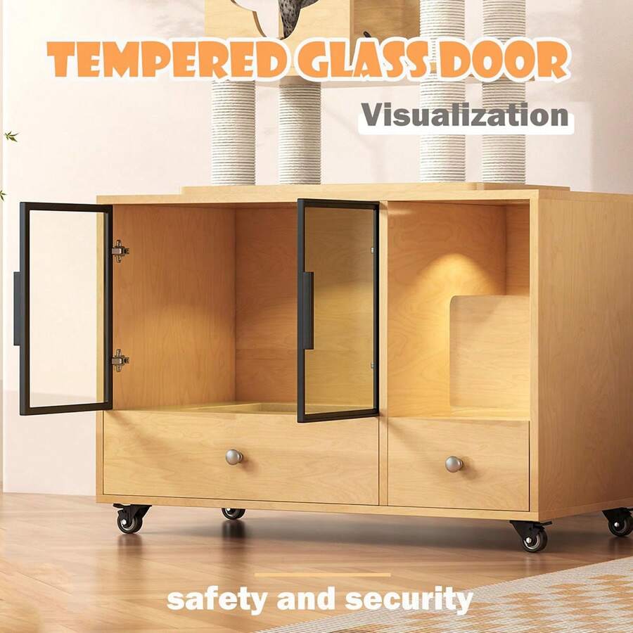 Cat Tree With Litter Box Enclosure, Litter Box Hidden Furniture, Cat ...