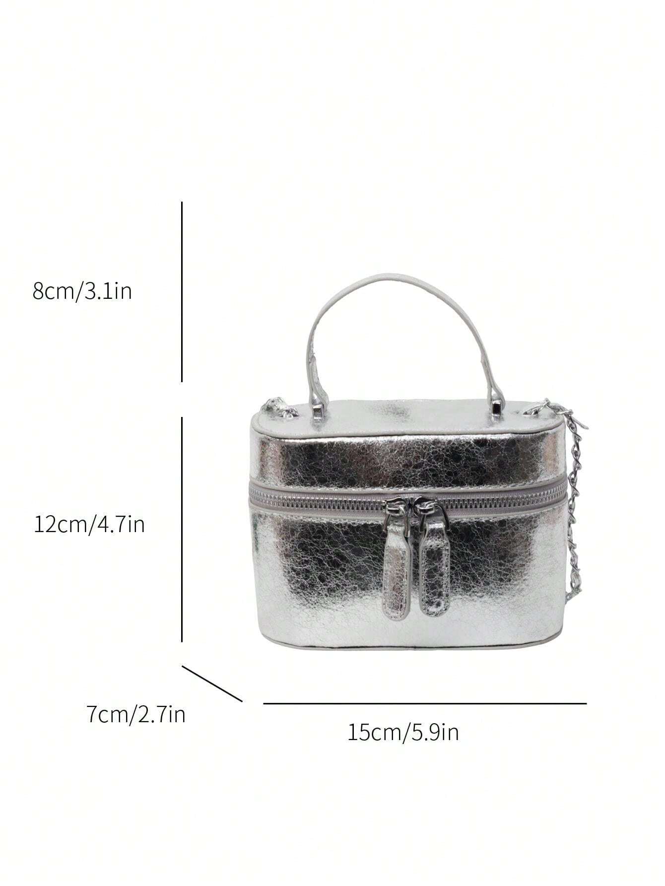 Women Box Shaped Handbags Fashion Chains Crossbody Bags High Quality PU ...