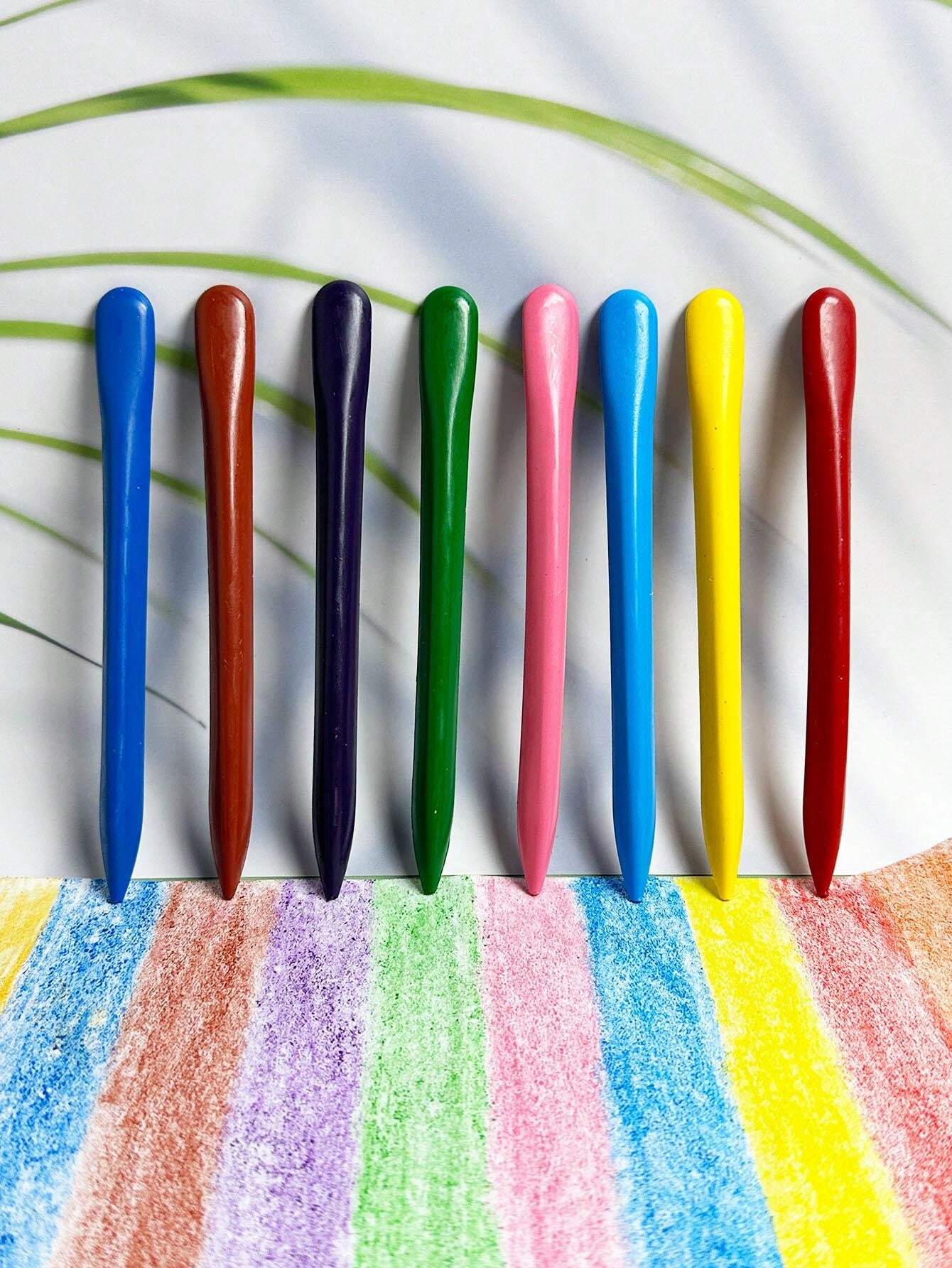 12 Color Creative Cute Pink Milk Bottle Triangular Plastic Crayons With ...