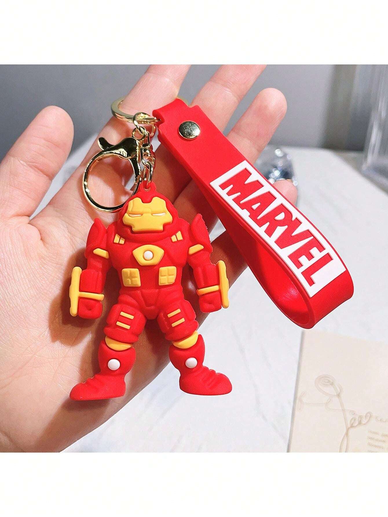 Avengers PVC Keychains Cute Cartoon Superhero Pendant Keyholder Thanos ...
