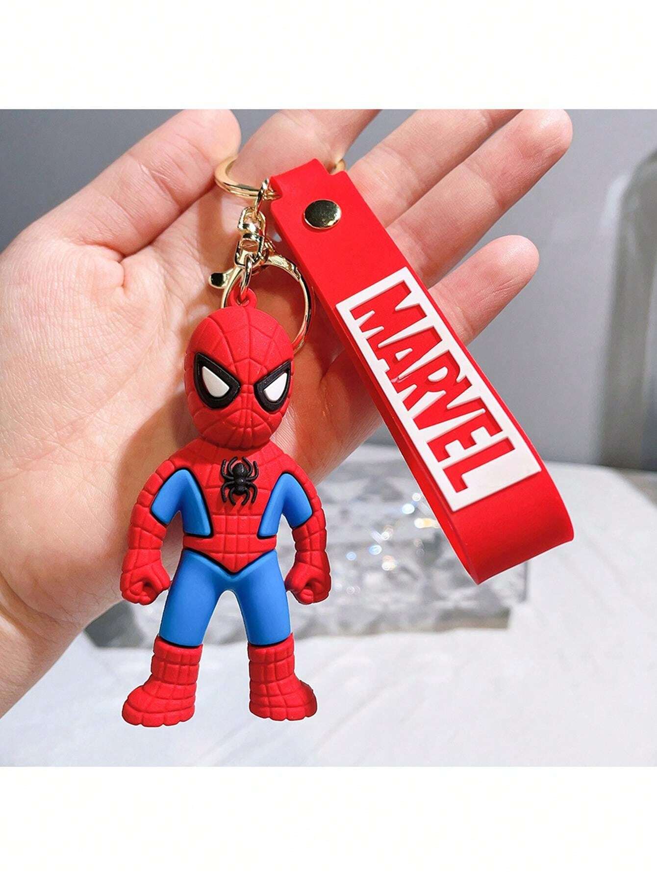 Avengers PVC Keychains Cute Cartoon Superhero Pendant Keyholder Thanos ...