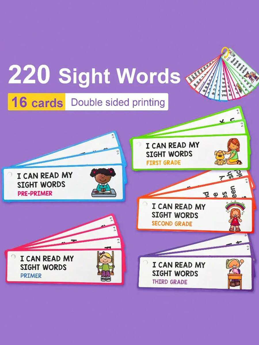 16pcs High-Frequency English Vocabulary Flashcards Montessori Learning ...