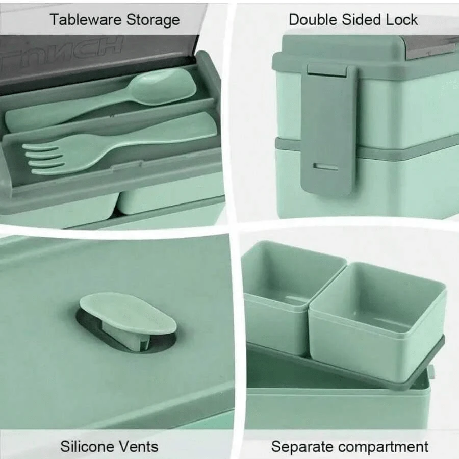 1 pieza, Caja de almuerzo cuadrada, Caja de almuerzo apilable para ...