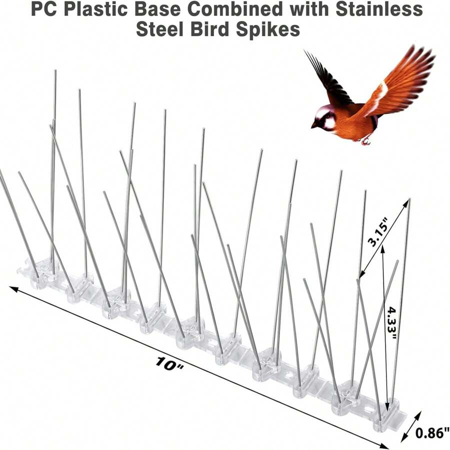 12pcs Bird Spikes, Bird Repellent Spikes Flexible Stainless Steel With ...