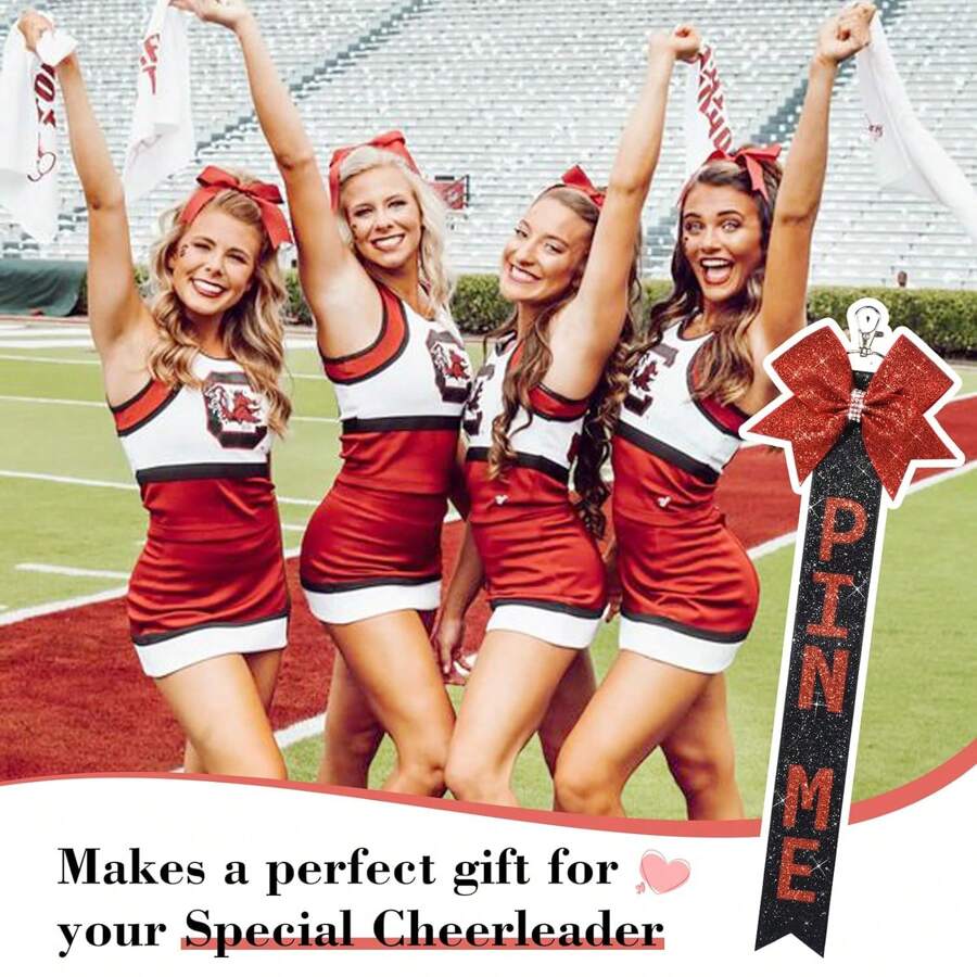 4 Pcs Cheerleader Pin Me Bow Keychain Pin Me Ribbon Cheer Keychain With ...