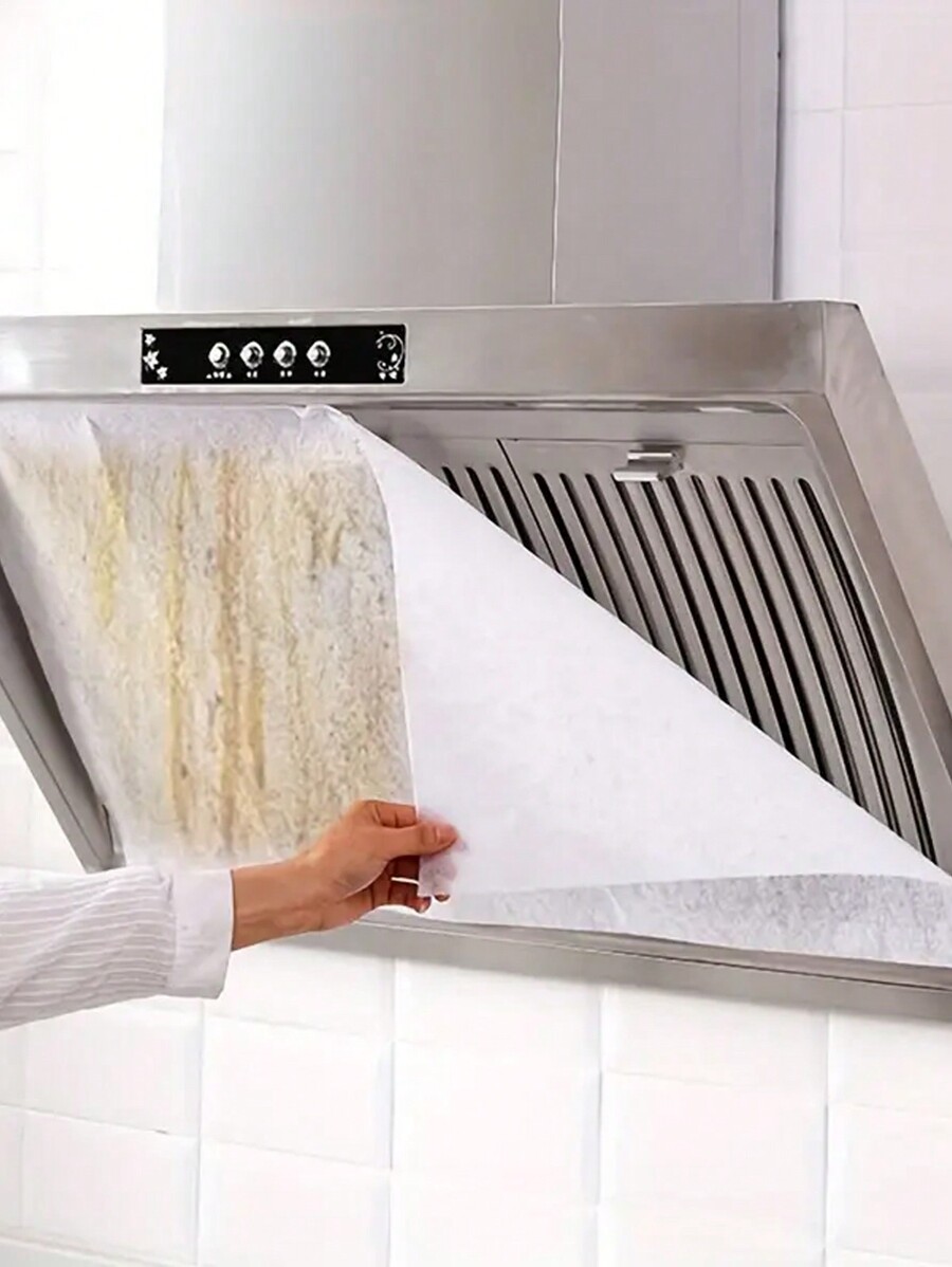 24pcs Kitchen Non-Woven Grease Filter Paper With Self-Adhesive Tape For ...