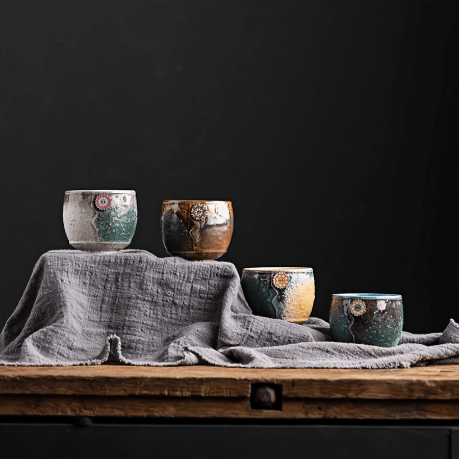 Japanese Style Creative Ceramic Espresso Coffee Cup, Rough Pottery ...