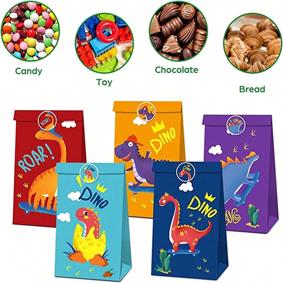 12 Pack Dinosaur Party Gift Bags Dinosaur Party Favor Bags Little ...