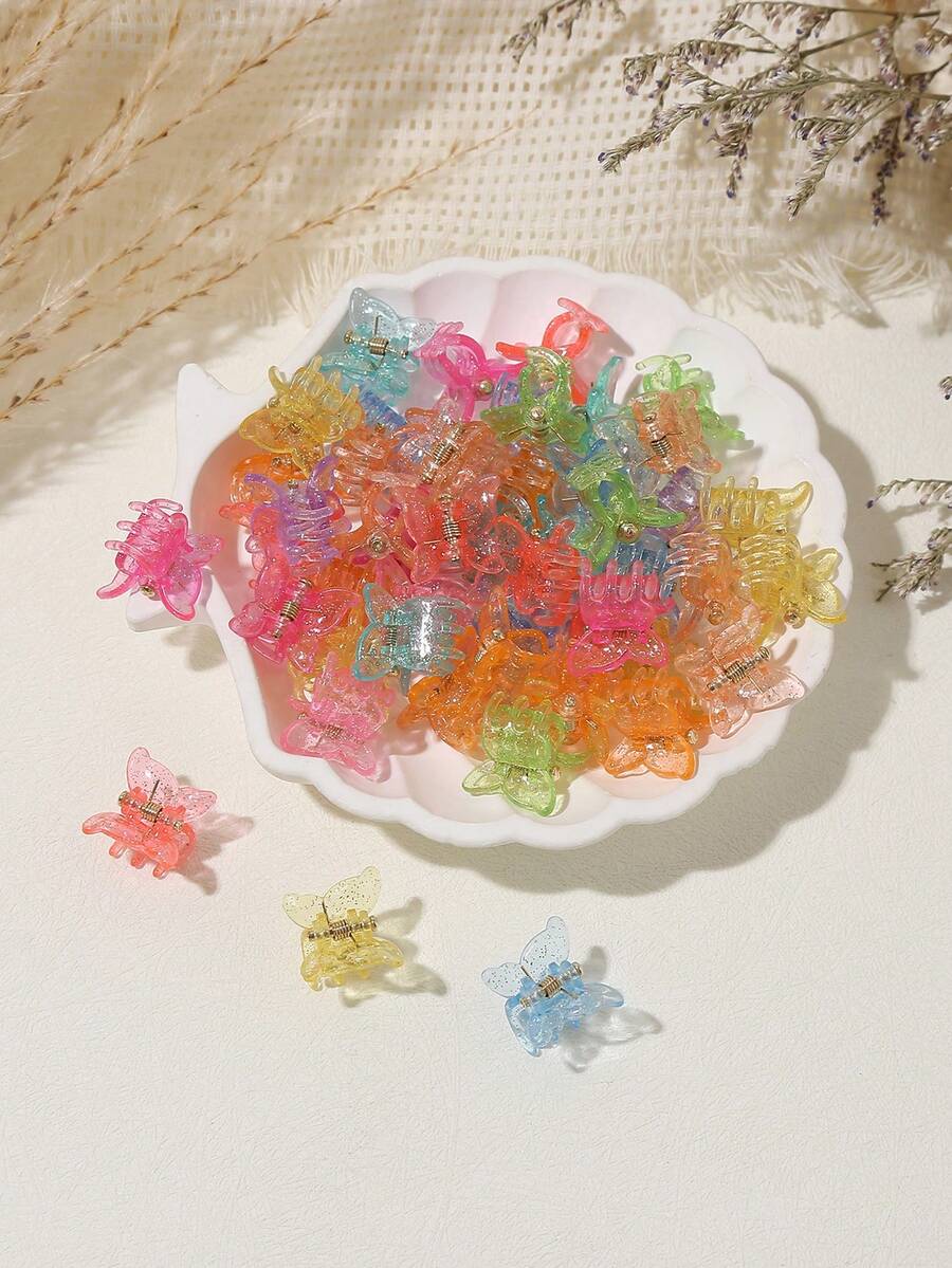 50pcs Mini Butterfly Hair Clips In Various Colors For Different Braided ...