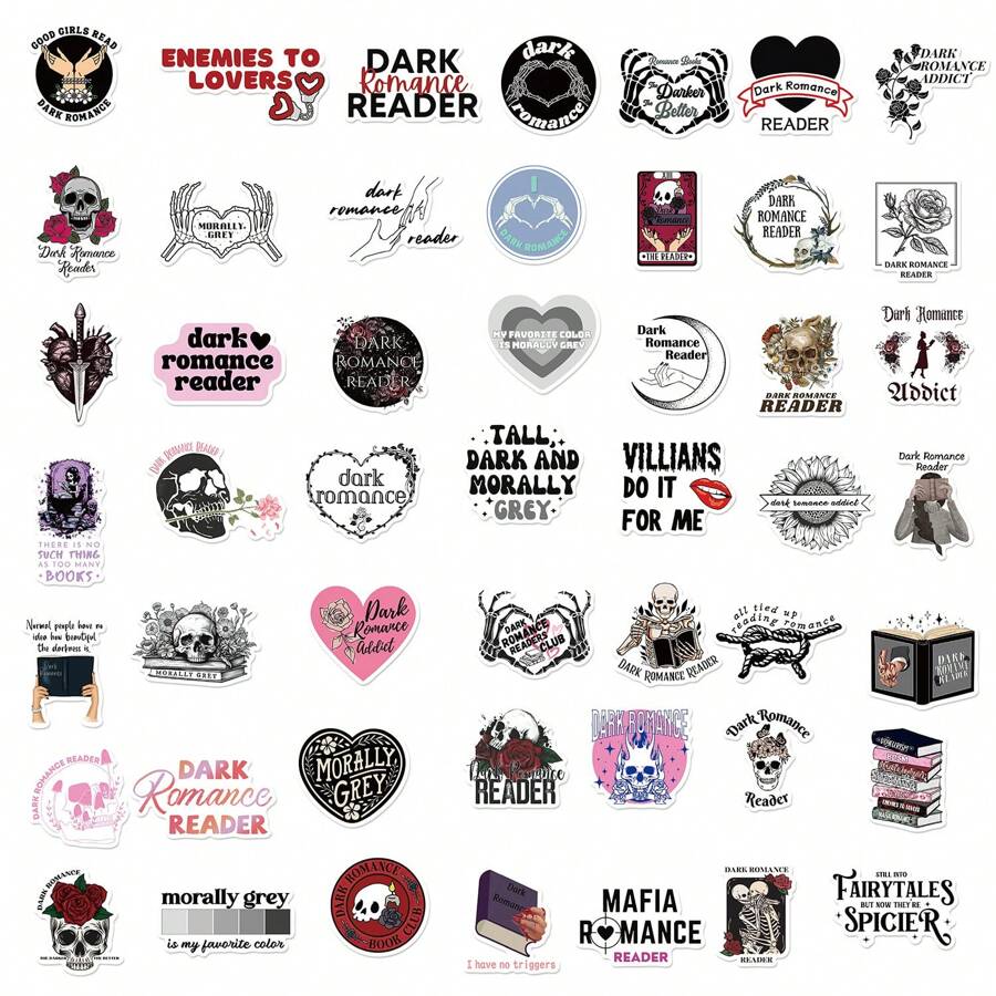 50Pcs Dark Romance Reader Stickers , Vinyl Dark Romance Books Dark Romance Merch Aesthetic ...
