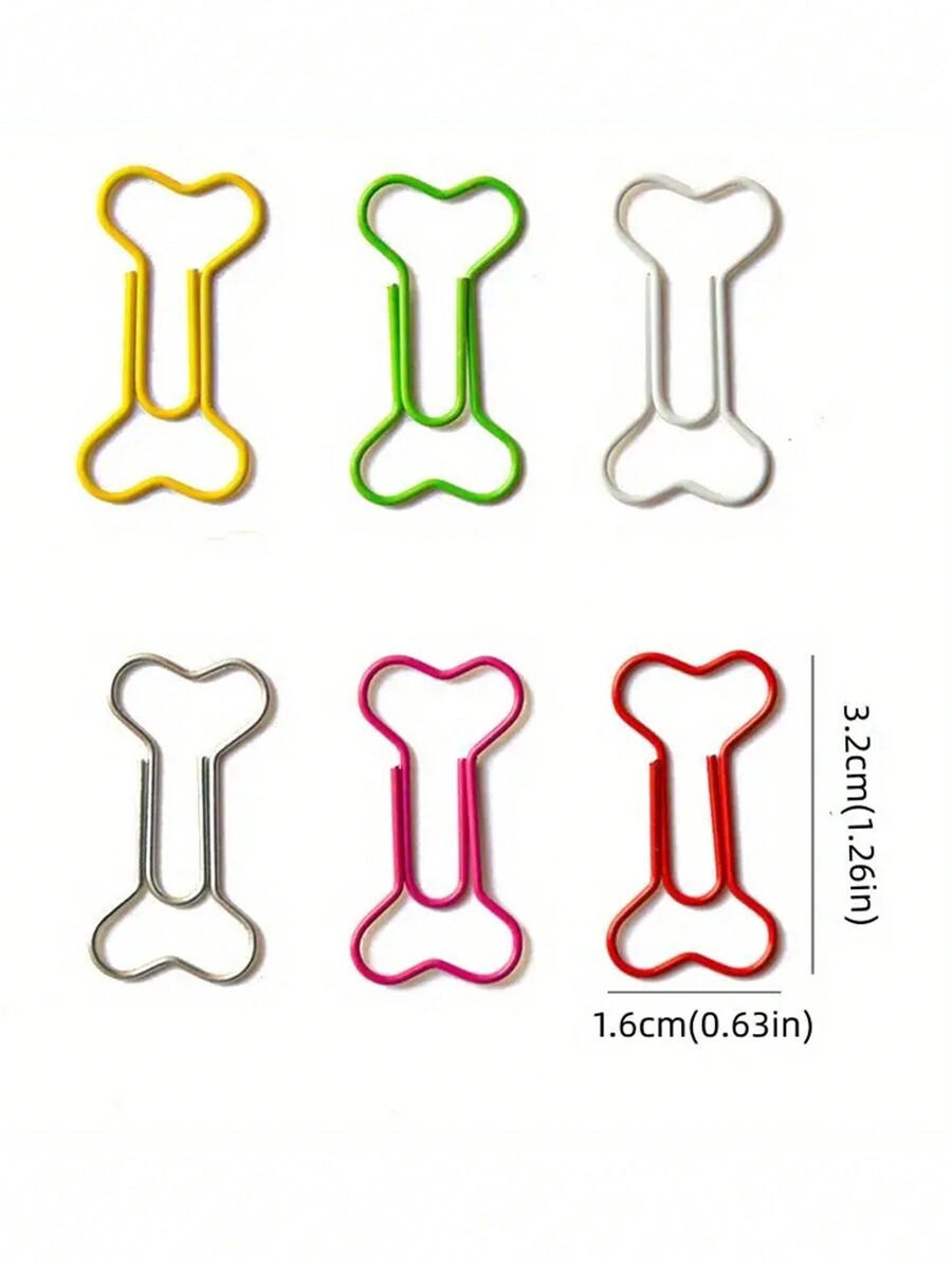 60pcs Mixed Color Bone-Shaped Paper Clips, Creative Paper Clips, School ...
